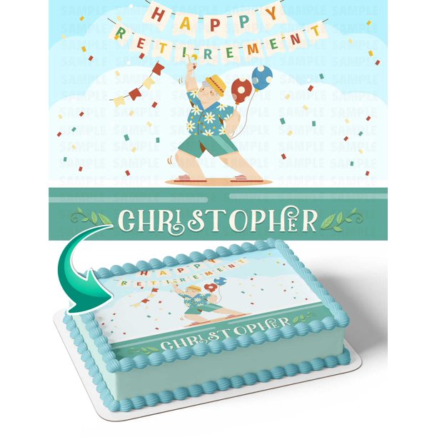 Happy Retirement HR Edible Image Cake Topper Personalized Birthday ...