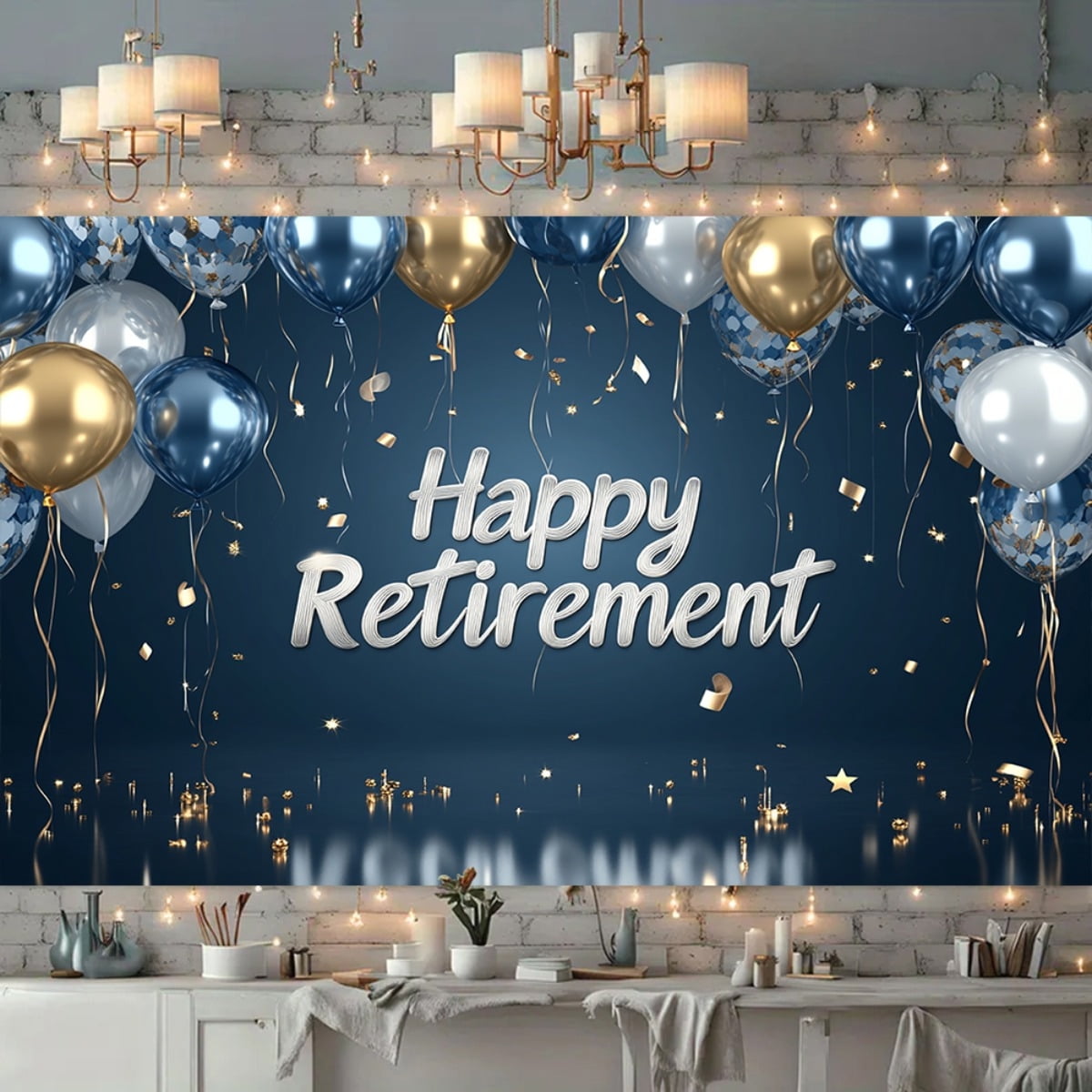 Happy Retirement Party Backdrop Banner - Durable Polyester Photography ...