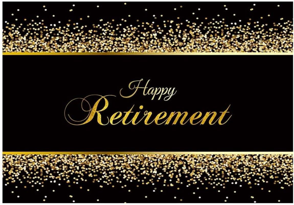Happy Retirement Party Backdrop Black White Stripes Watercolor Flowers ...
