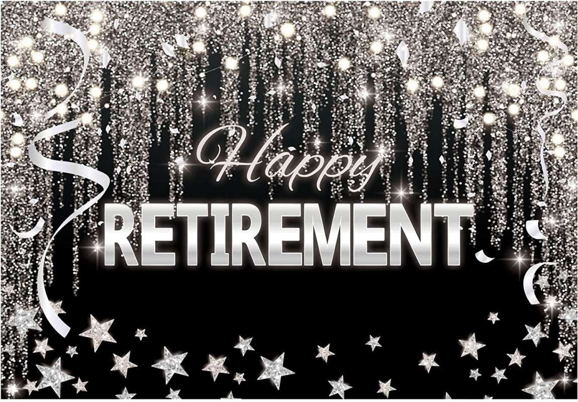 Happy Retirement Party Backdrop Black White Stripes Watercolor Flowers ...