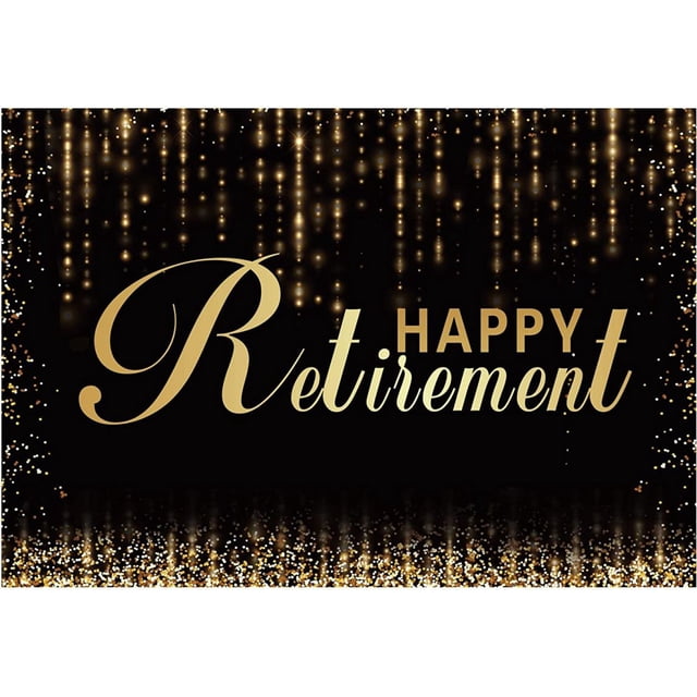 Happy Retirement Party Backdrop Black White Stripes Watercolor Flowers ...