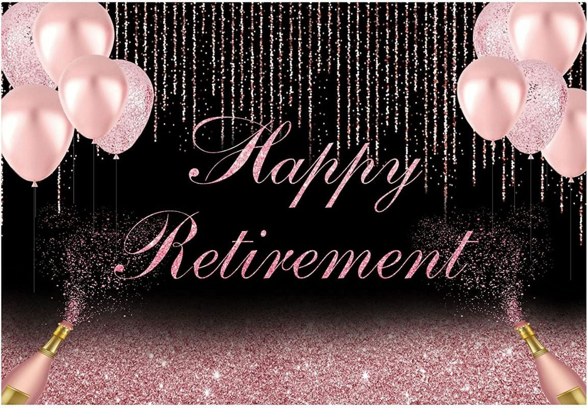 Happy Retirement Party Backdrop Black White Stripes Watercolor Flowers ...