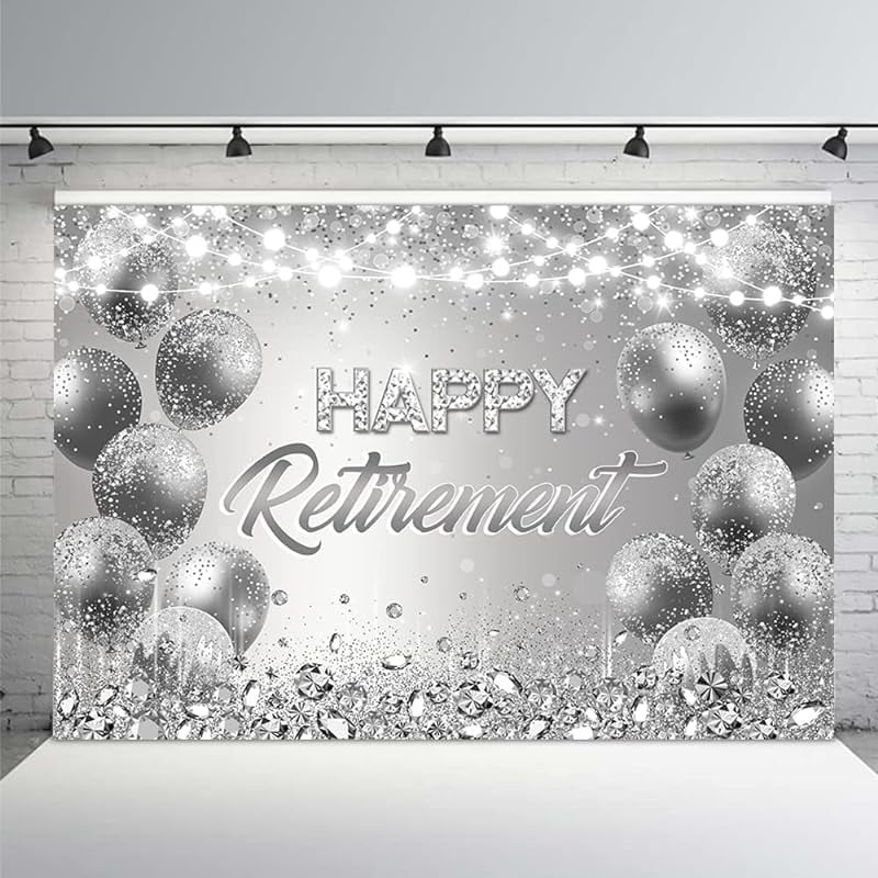 Happy Retirement Party Backdrop Sliver Congrats Retire Sliver ...