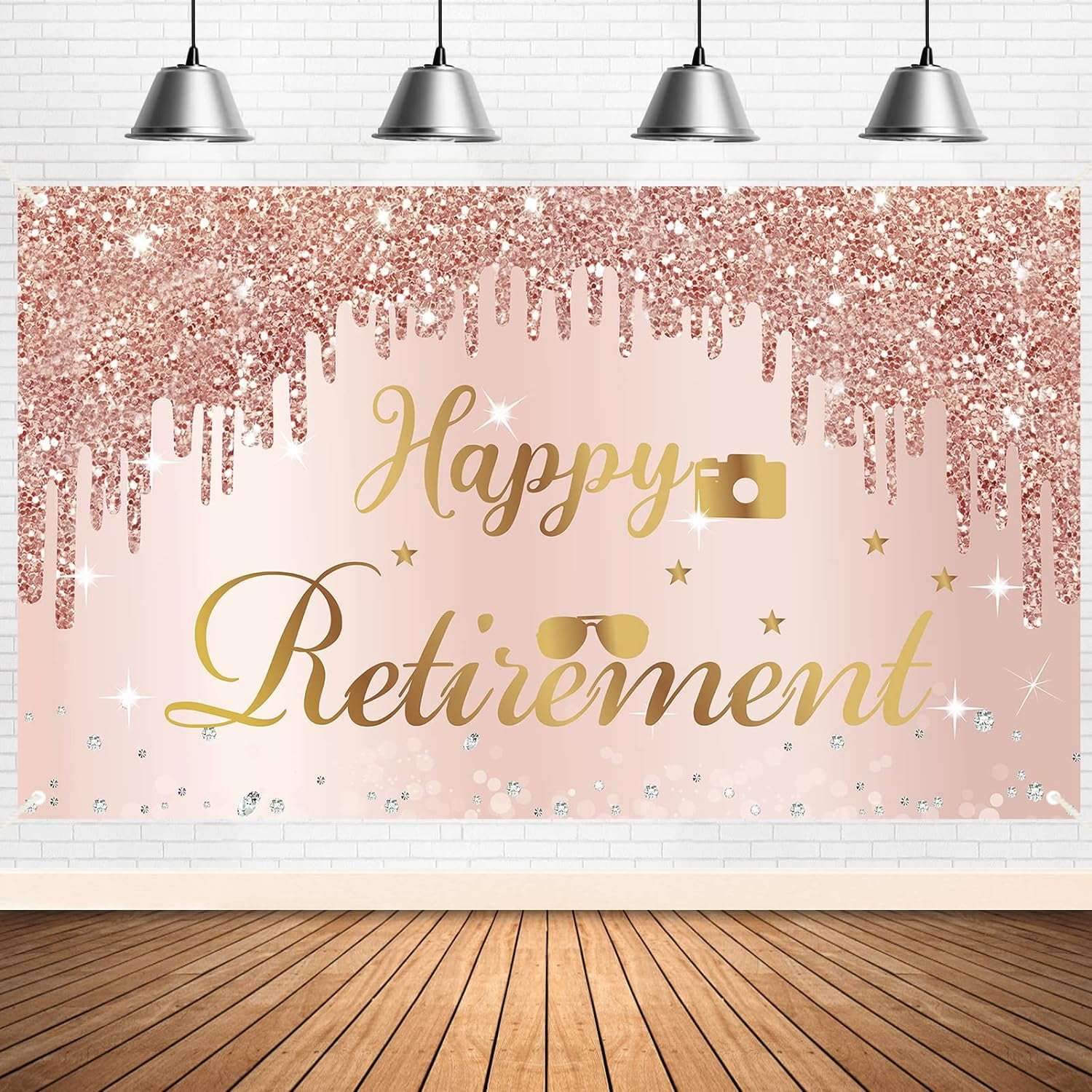 Happy Retirement Party Banner Backdrop Decorations for Women, Pink Rose ...