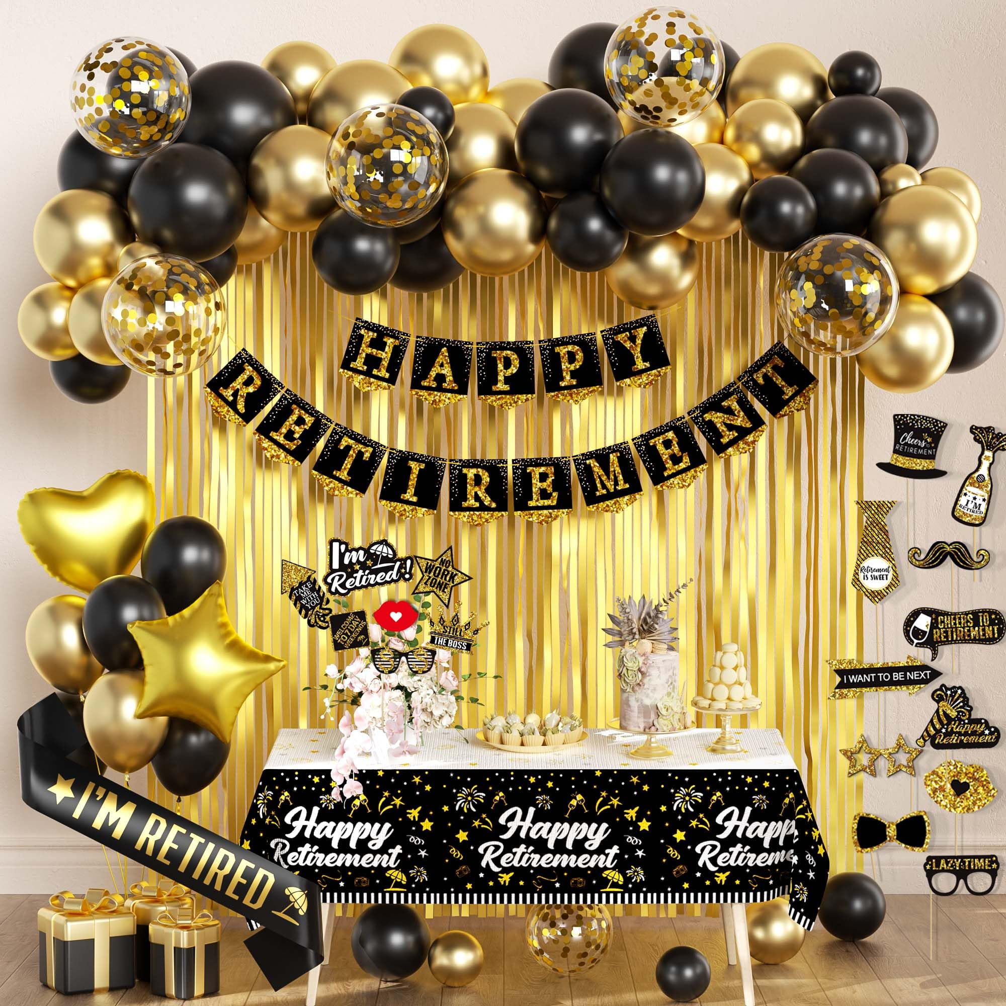 Happy Retirement Party Decorations SSF20 Kit for Men Women,Black and ...
