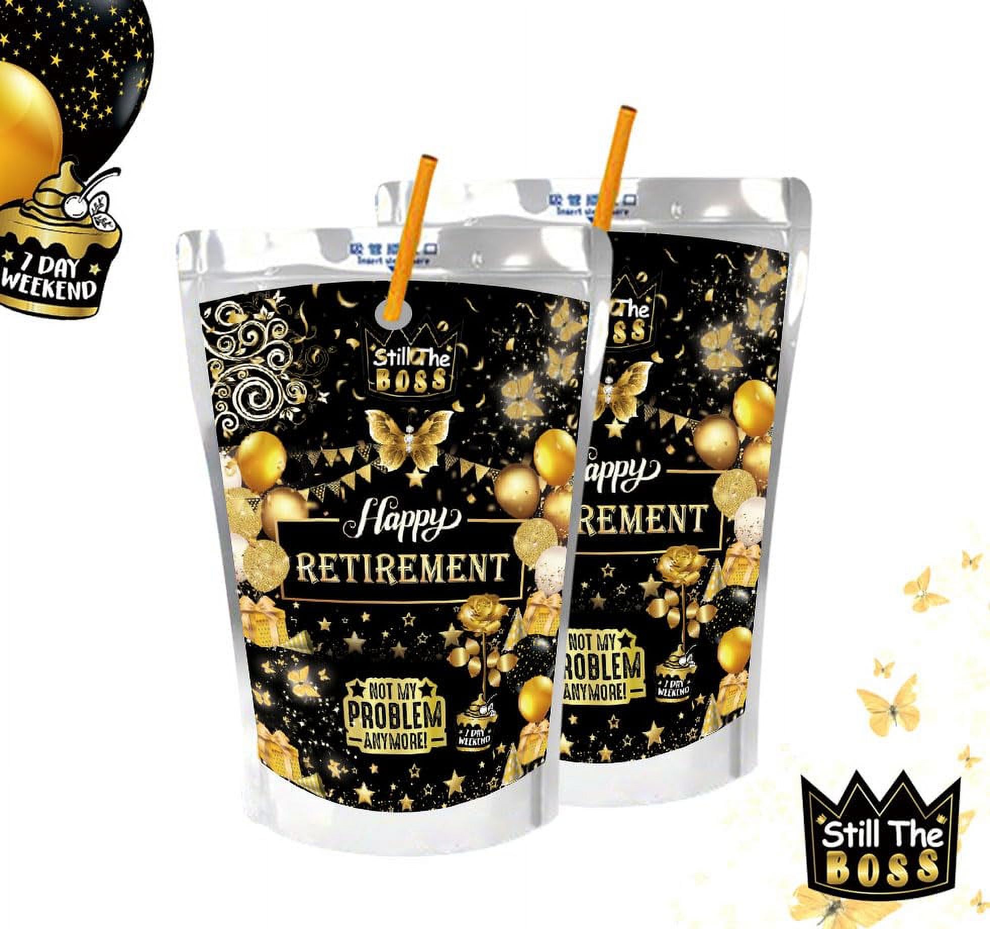 Happy Retirement Party Supplies,24 DHF10 Pieces Juice Bag Stickers for ...