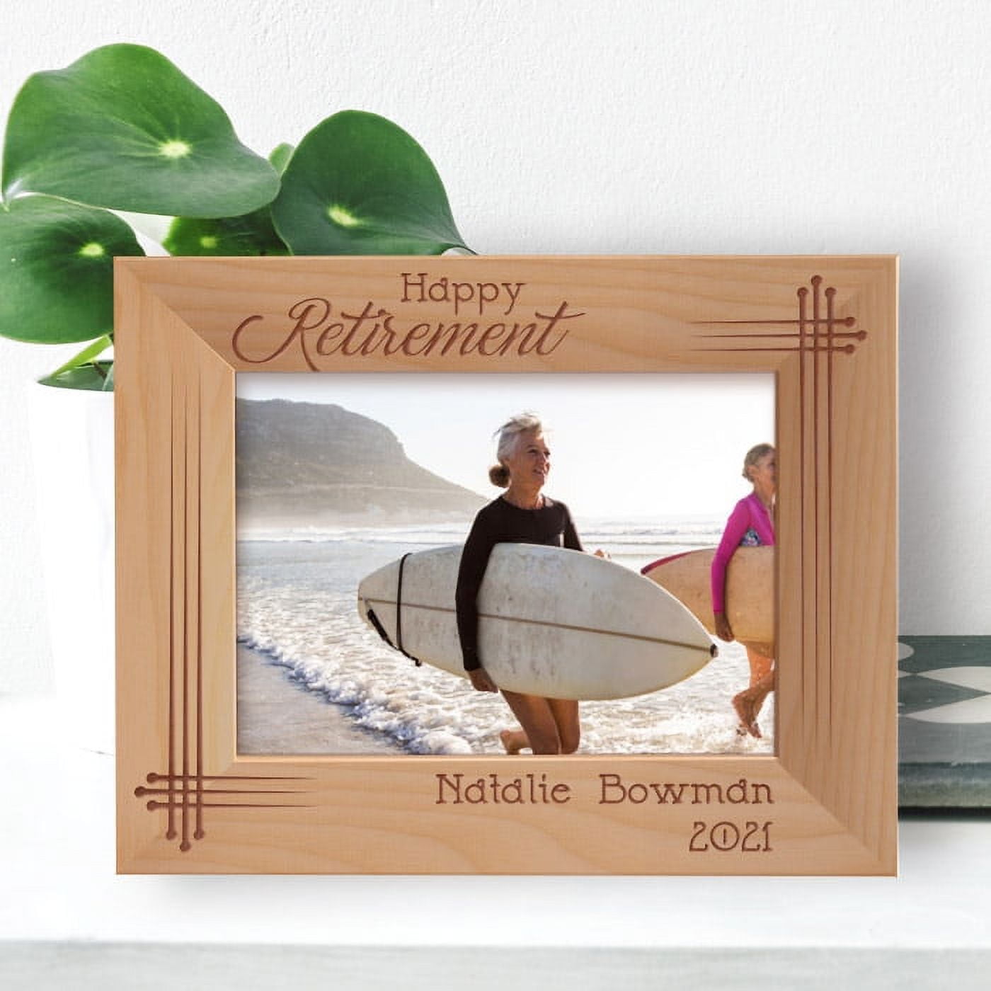 Happy Retirement Personalized Wooden Frame-7" x 5" Brown Horizontal ...