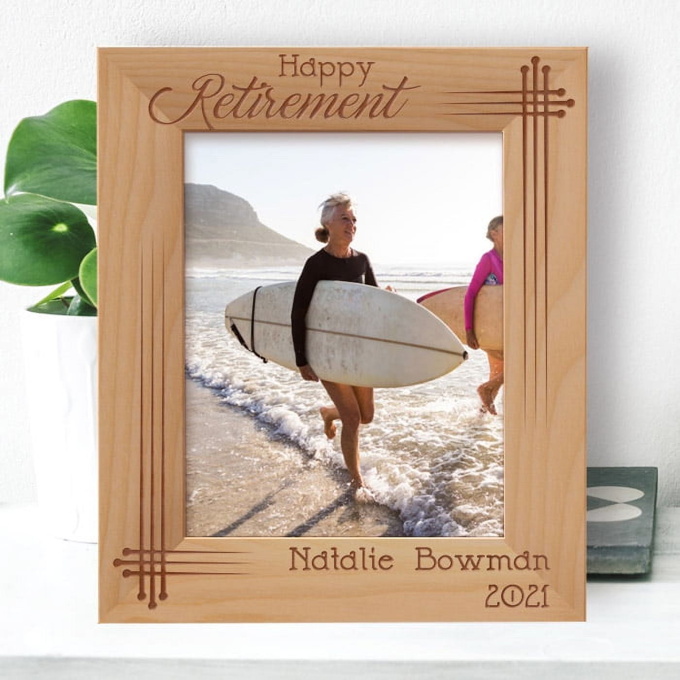 Happy Retirement Personalized Wooden Frame 8" x 10" Brown (Vertical ...
