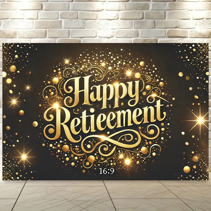 Happy Retirement Polyester Backdrop Banner - Versatile Indoor/Outdoor ...
