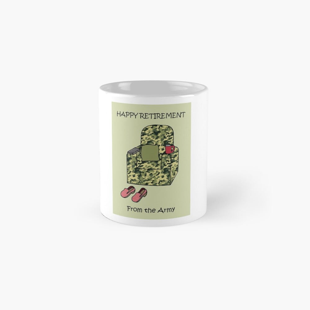 Happy Retirement from the Army Cartoon Camouflage Chair Classic Mug ...