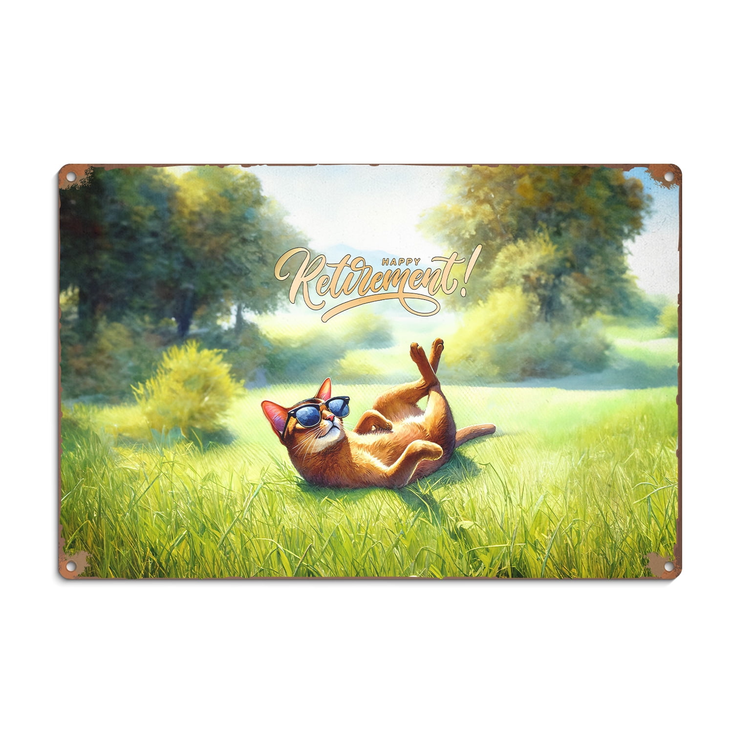 Happy Retirement with Abyssinian Enjoy Life Rest Time Horizontal Metal ...