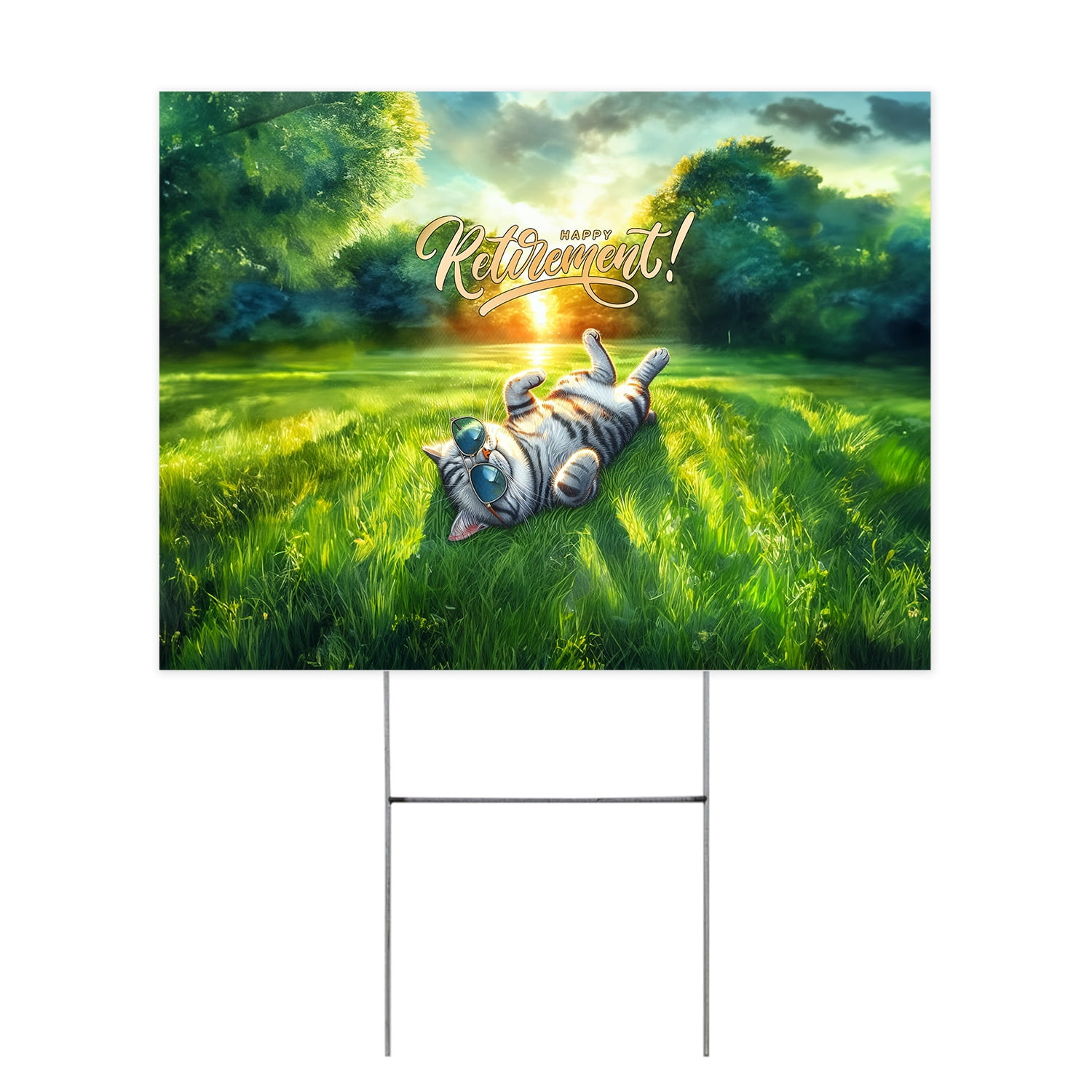 Happy Retirement with American Shorthair Enjoy Life Rest Time Yard Sign ...