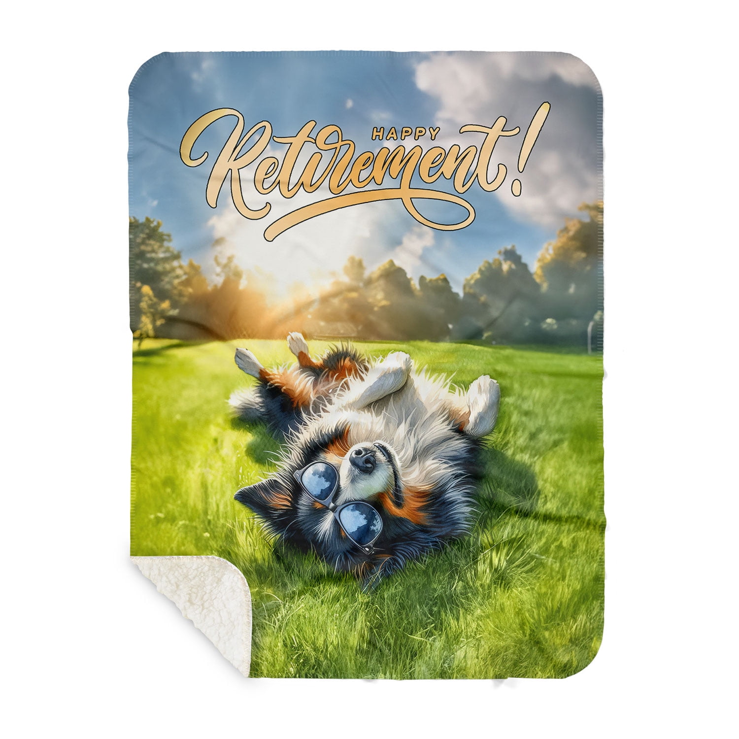Happy Retirement with Border Collie Enjoy Life Rest Time Cozy Sherpa ...