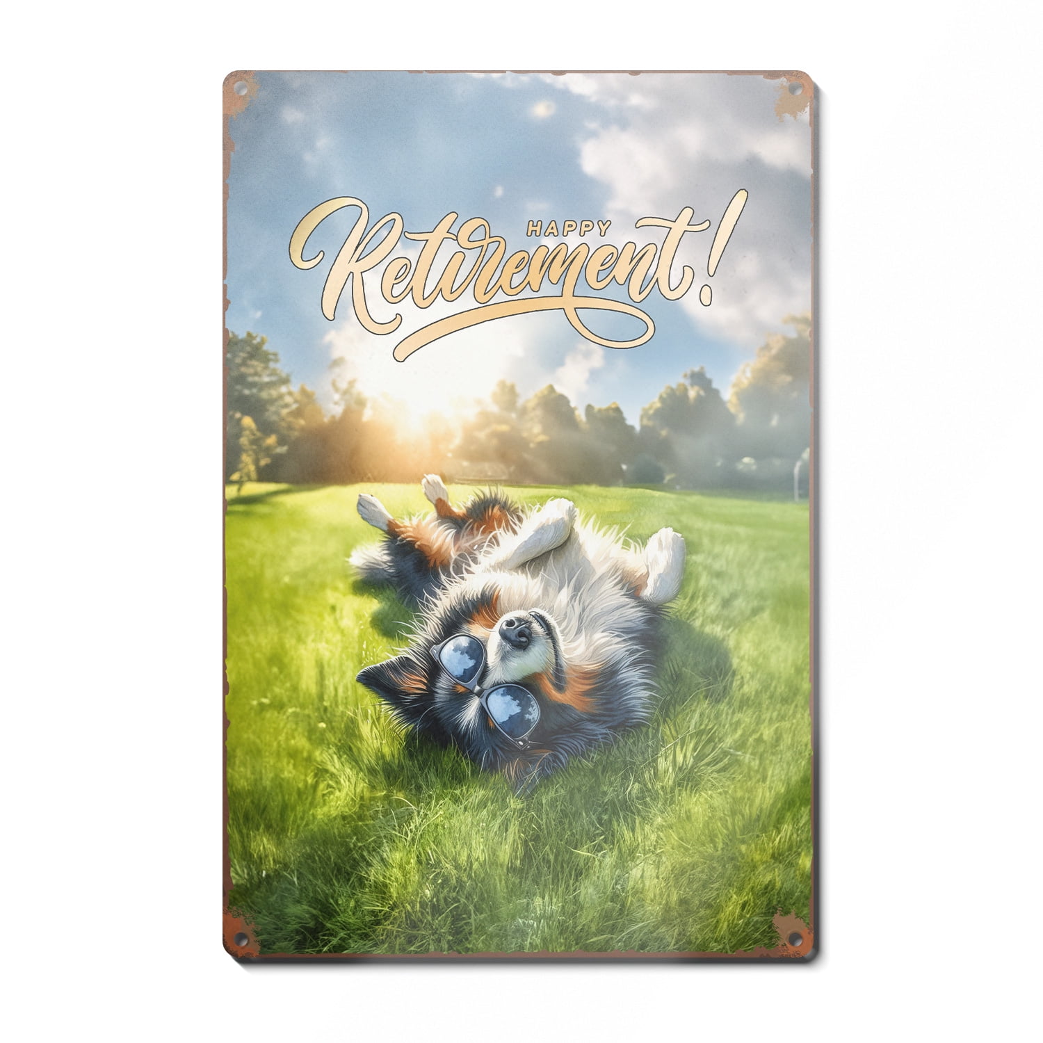 Happy Retirement with Border Collie Enjoy Life Rest Time Vertical Metal ...