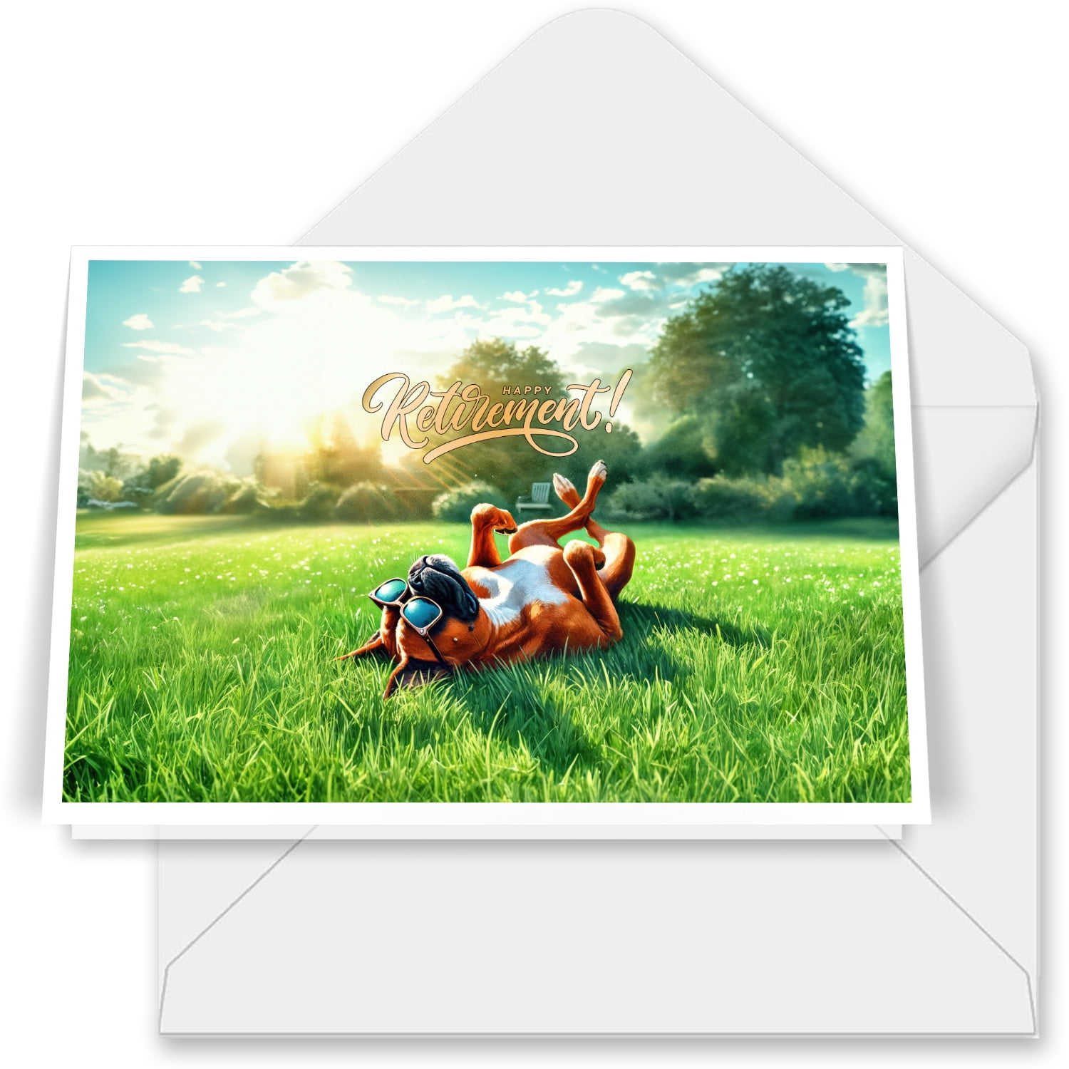 Happy Retirement with Boxer Enjoy Life Rest Time 7x5in Folded Greeting ...