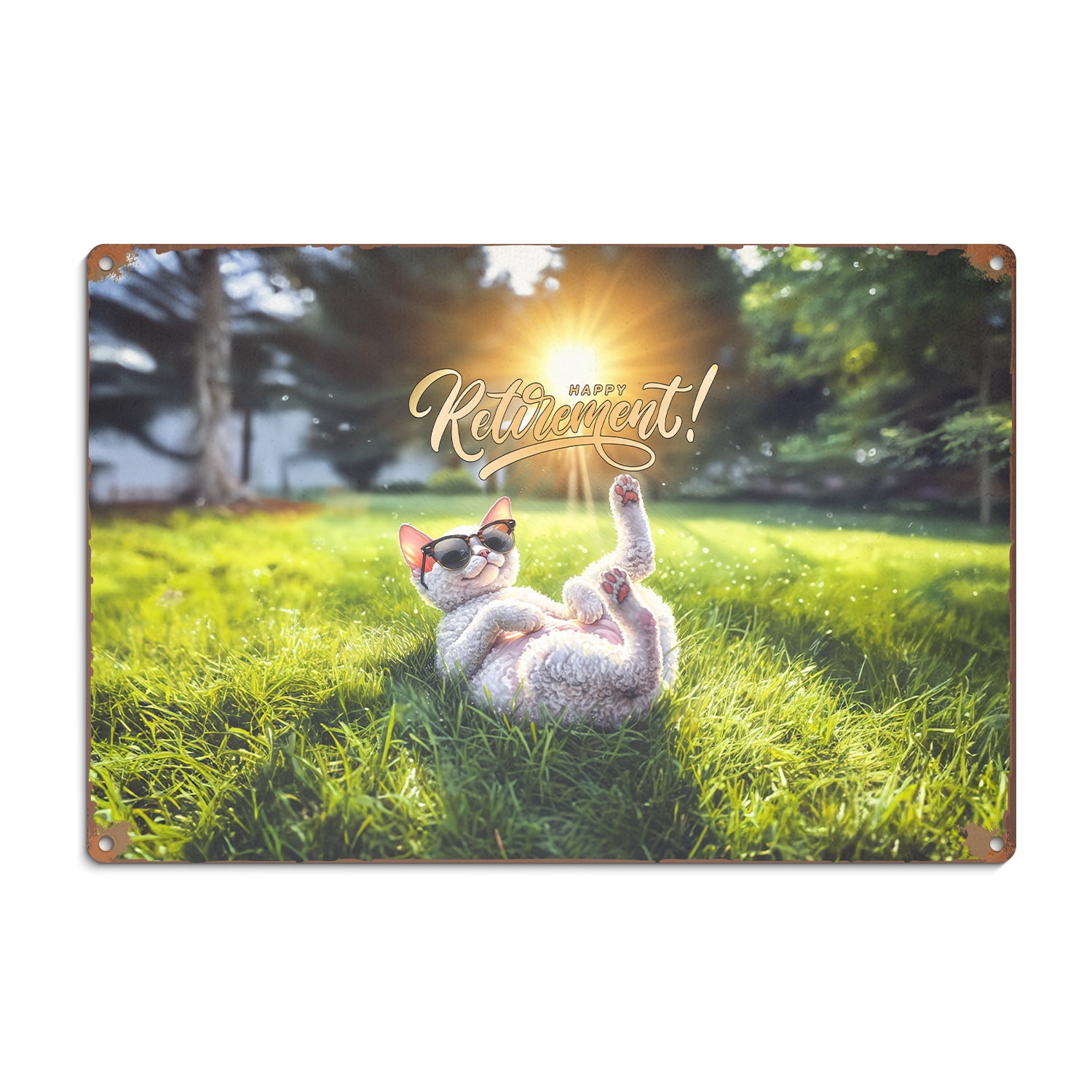Happy Retirement with Devon Rex Enjoy Life Rest Time Horizontal Metal ...