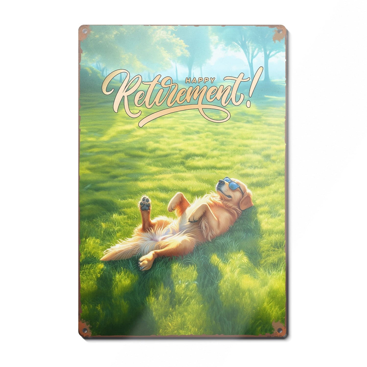 Happy Retirement with Golden Retriever Enjoy Life Rest Time Vertical ...
