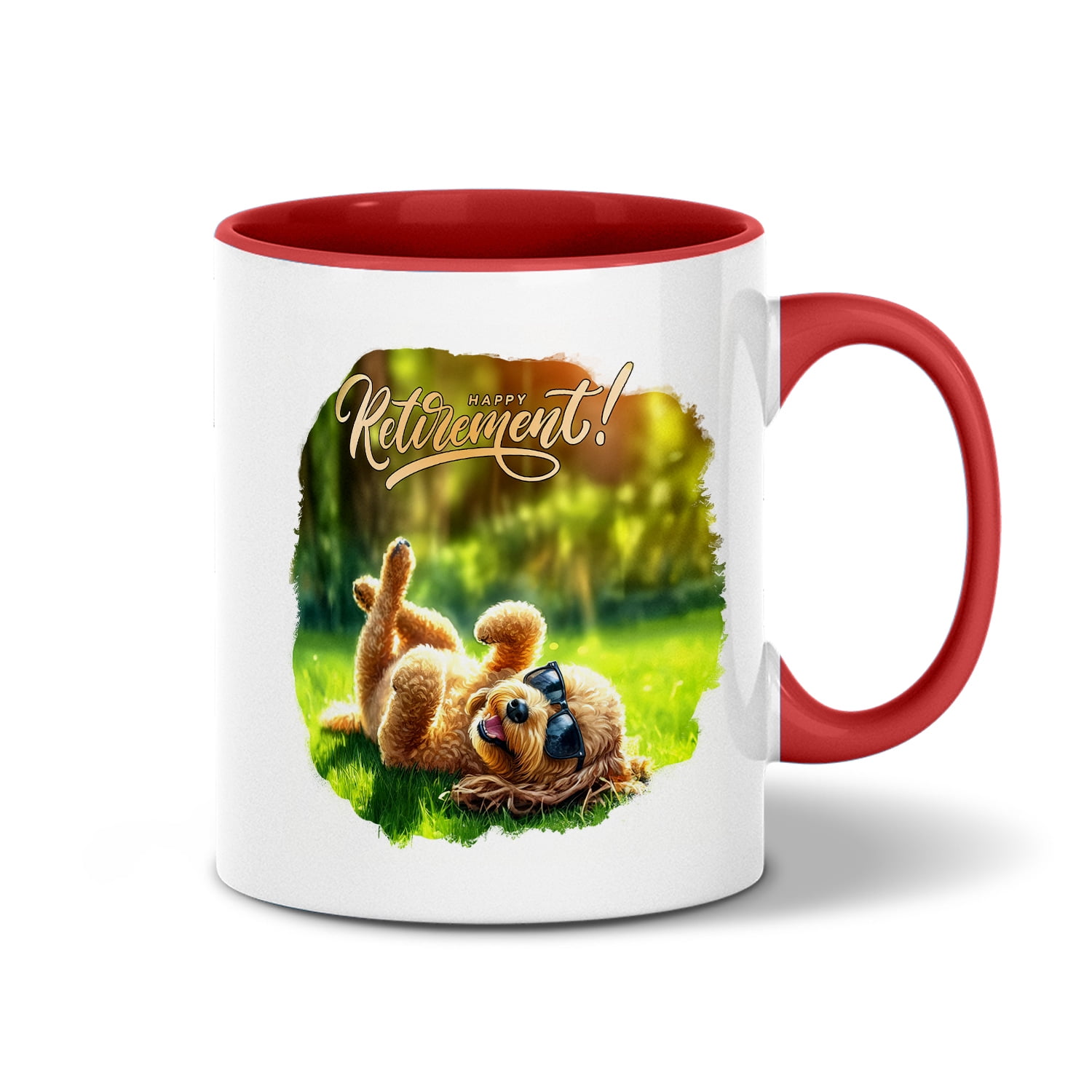 Happy Retirement with Goldendoodle Enjoy Life Rest Time 11oz Accent Two ...