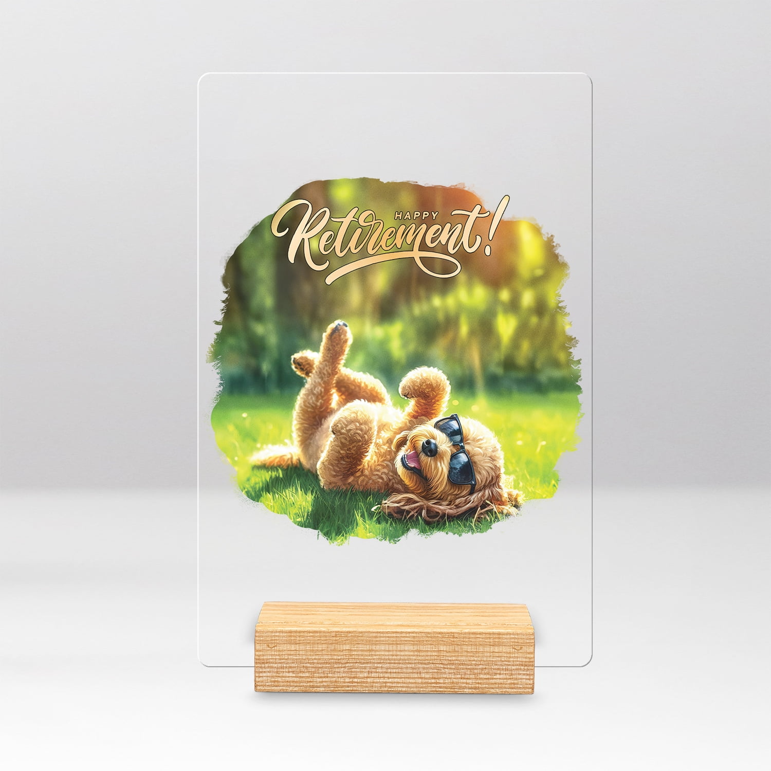 Happy Retirement with Goldendoodle Enjoy Life Rest Time Acrylic Plaque ...