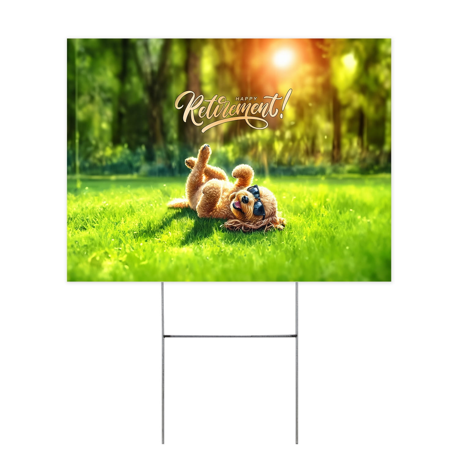 Happy Retirement with Goldendoodle Enjoy Life Rest Time Yard Sign ...