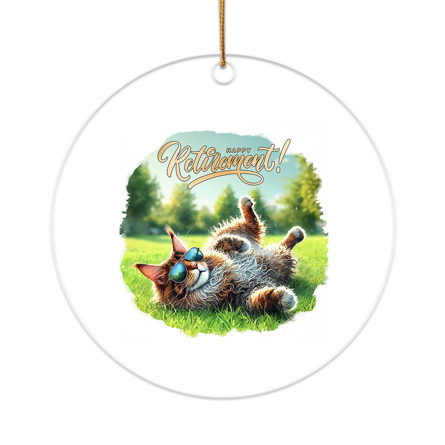 Happy Retirement with Maine Coon Enjoy Life Rest Time Acrylic Round ...