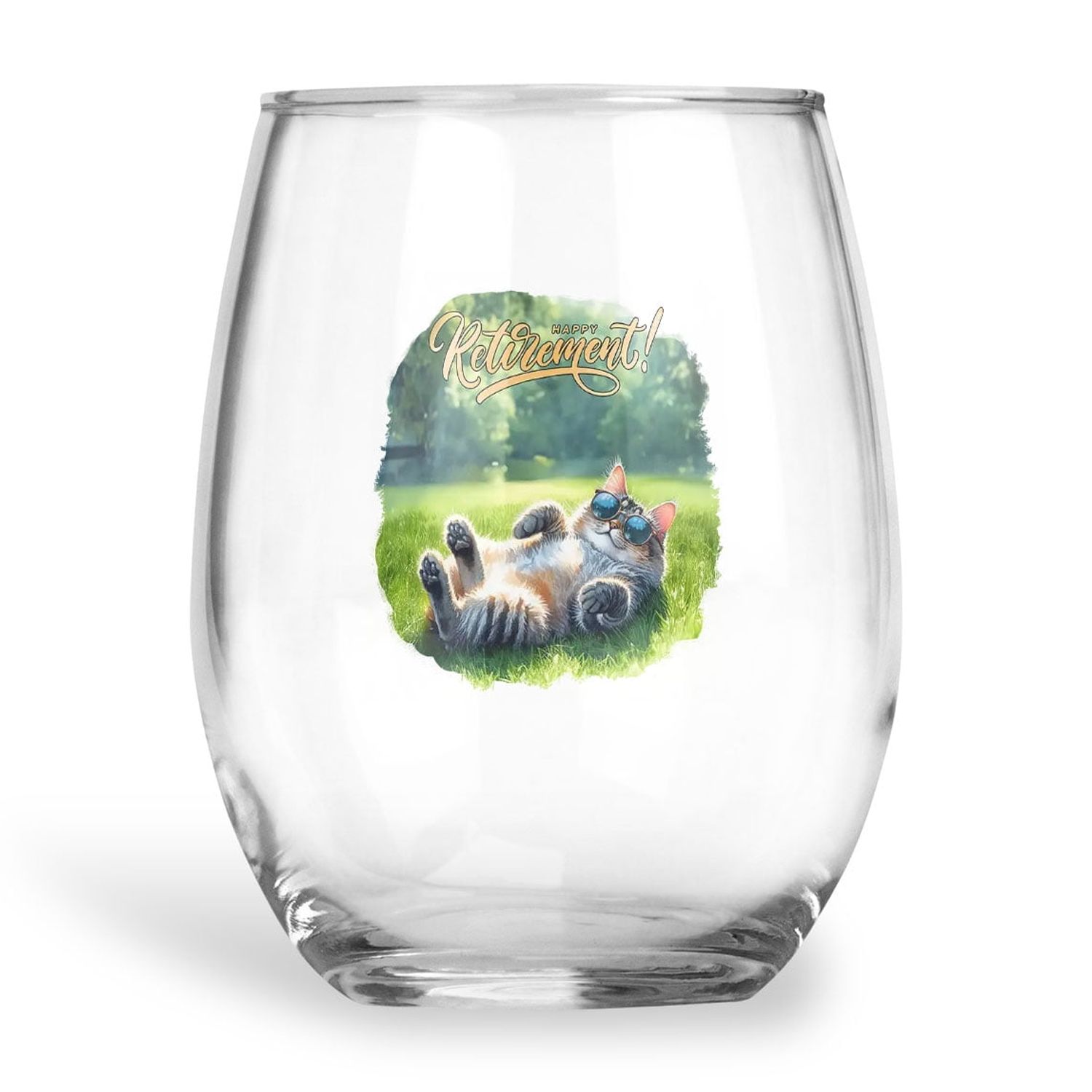 Happy Retirement with Manx Enjoy Life Rest Time 15oz Stemless Wine ...