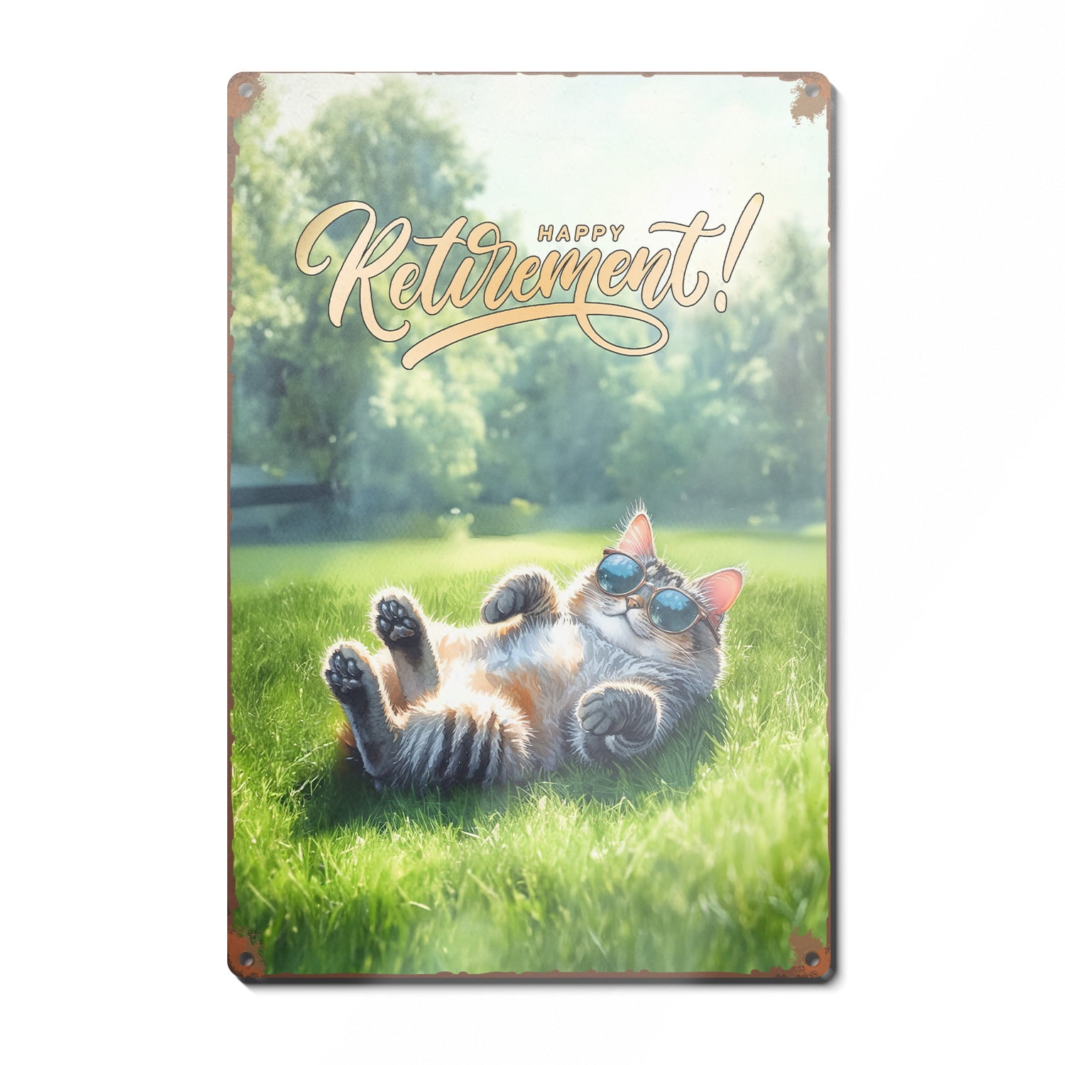 Happy Retirement with Manx Enjoy Life Rest Time Vertical Metal Aluminum ...