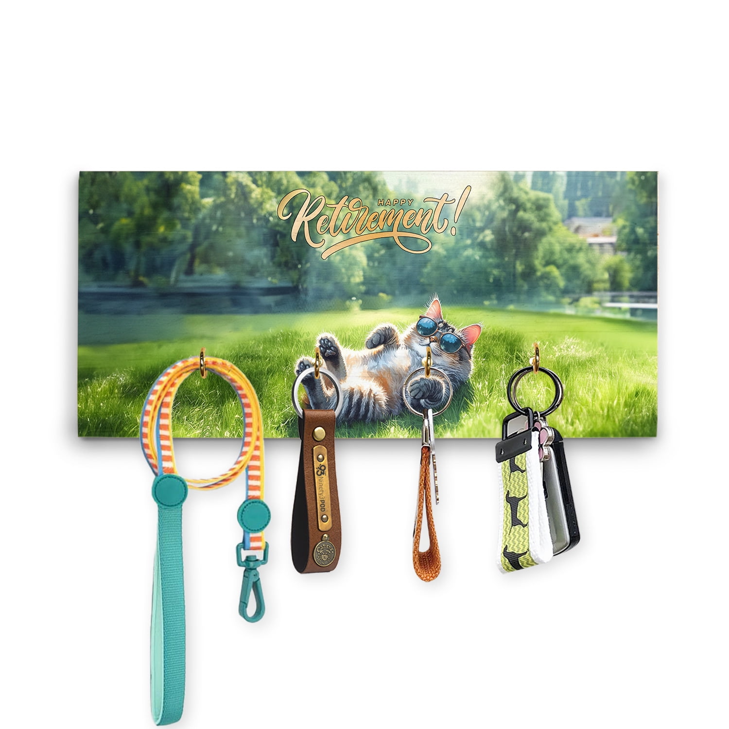 Happy Retirement with Manx Enjoy Life Rest Time Wood Key Holder Cat ...