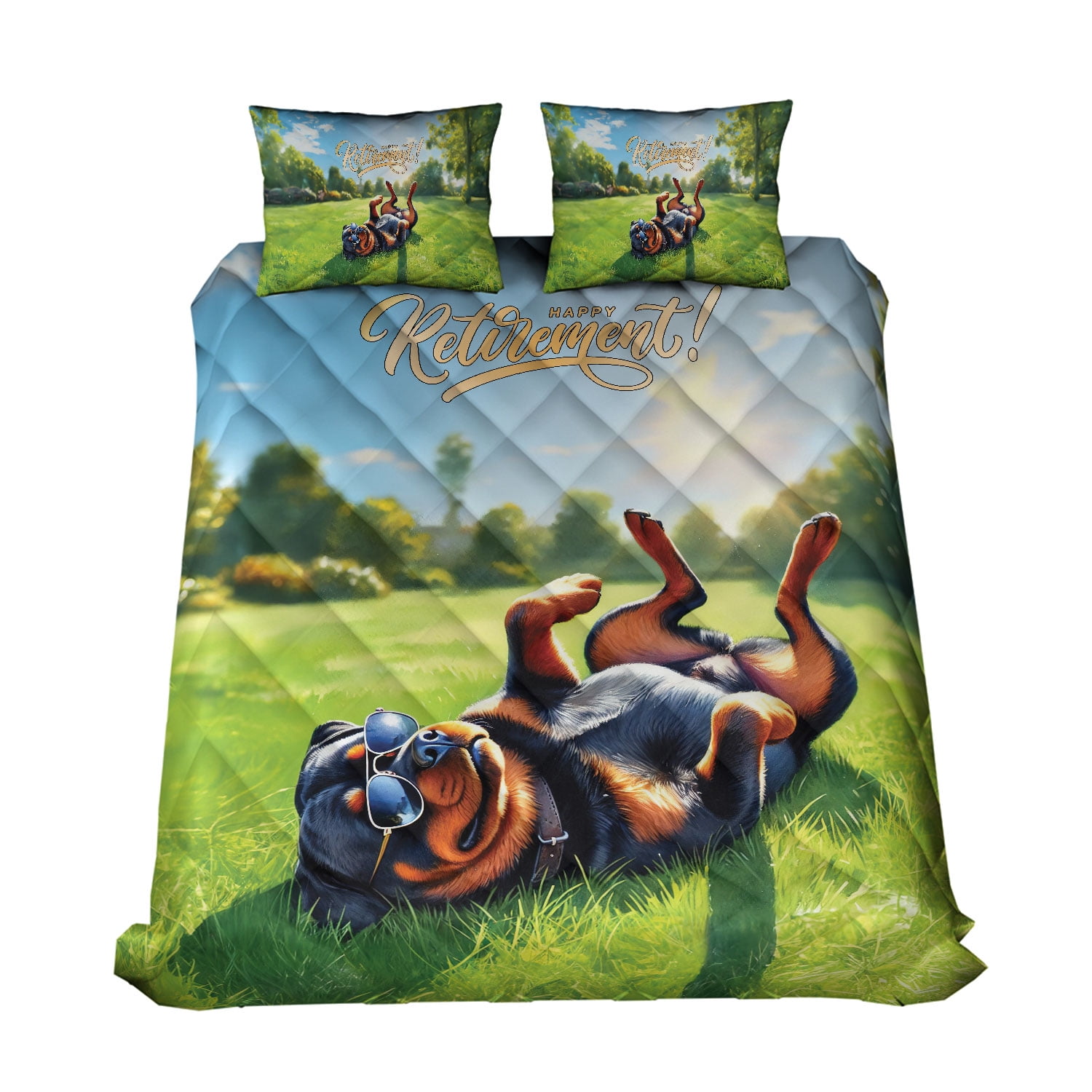 Happy Retirement with Rottweiler Enjoy Life Rest Time Quilt Bedding Set ...