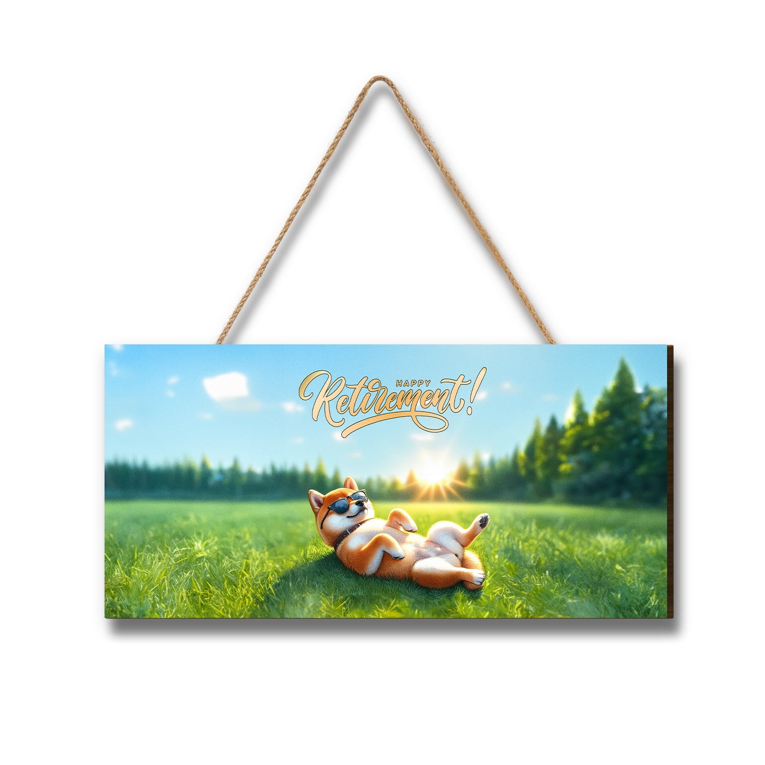 Happy Retirement with Shiba Inu Enjoy Life Rest Time Landscape Wood ...