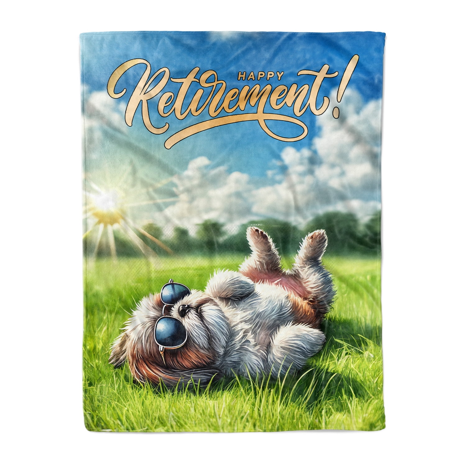 Happy Retirement with Shih Tzu Enjoy Life Rest Time Cozy Fleece Blanket ...