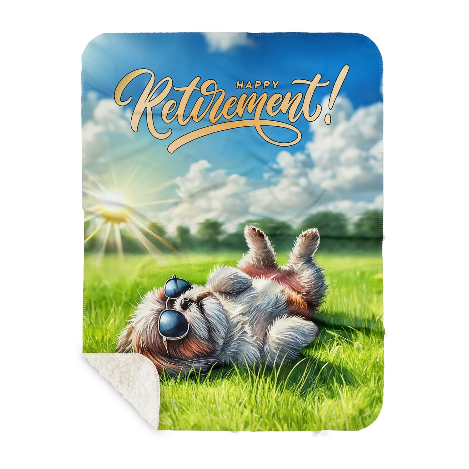 Happy Retirement with Shih Tzu Enjoy Life Rest Time Cozy Sherpa Blanket ...