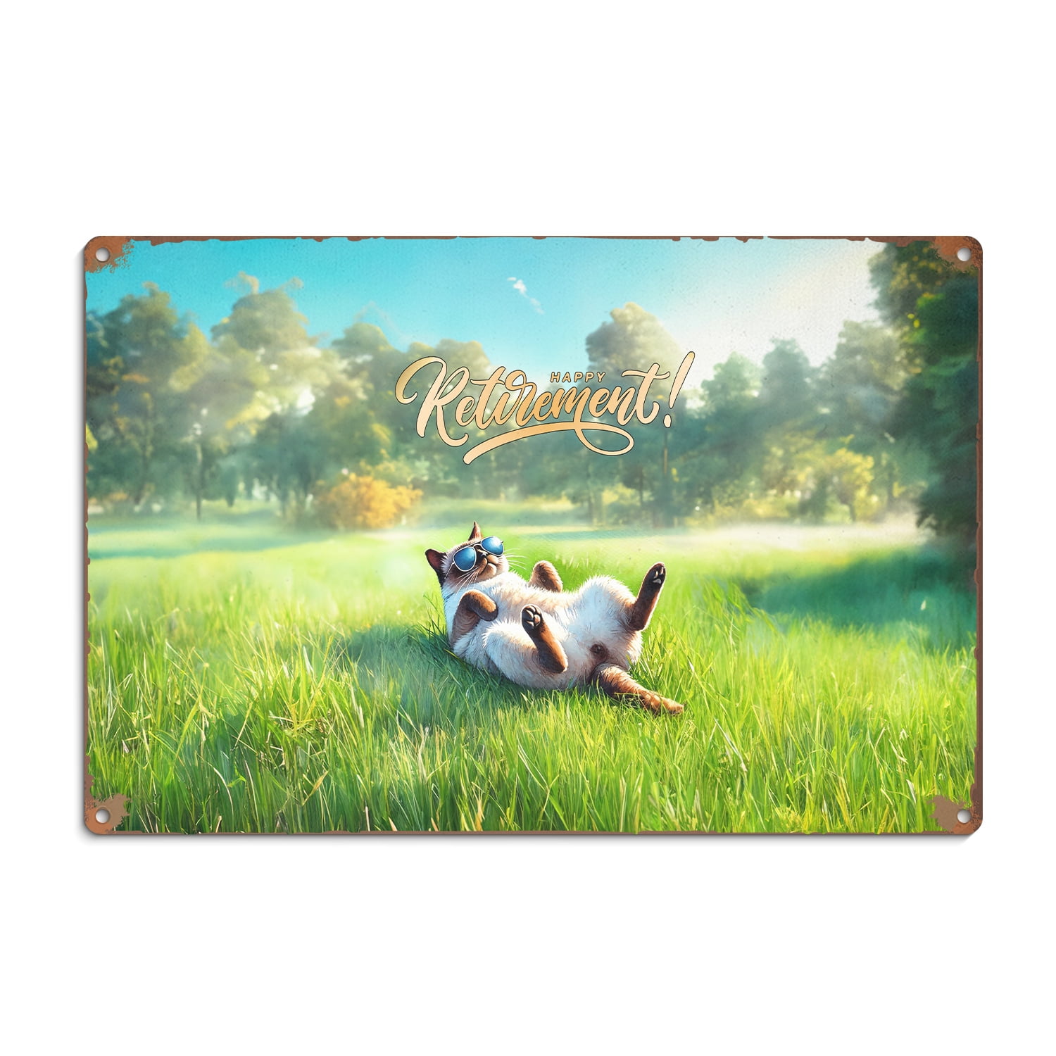 Happy Retirement with Siamese Enjoy Life Rest Time Horizontal Metal ...