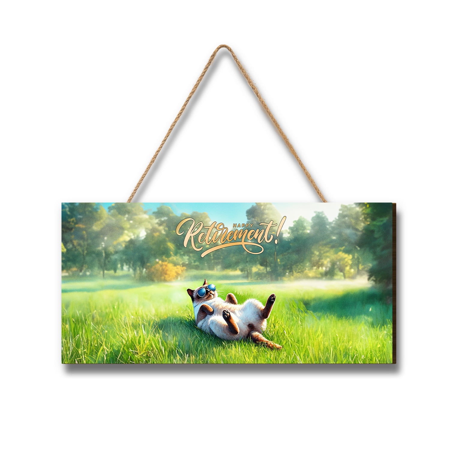 Happy Retirement with Siamese Enjoy Life Rest Time Landscape Wood Sign ...