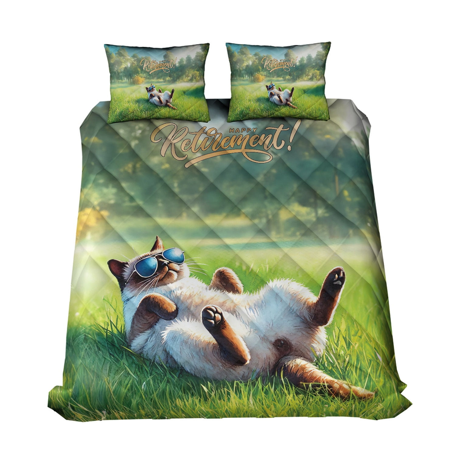 Happy Retirement with Siamese Enjoy Life Rest Time Quilt Bedding Set ...
