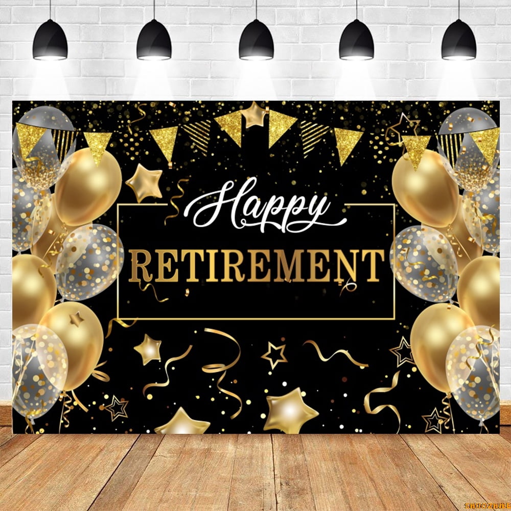 Happy Retiremt Party Backdrop Congrats Retire Glitter Balloon Cheers ...