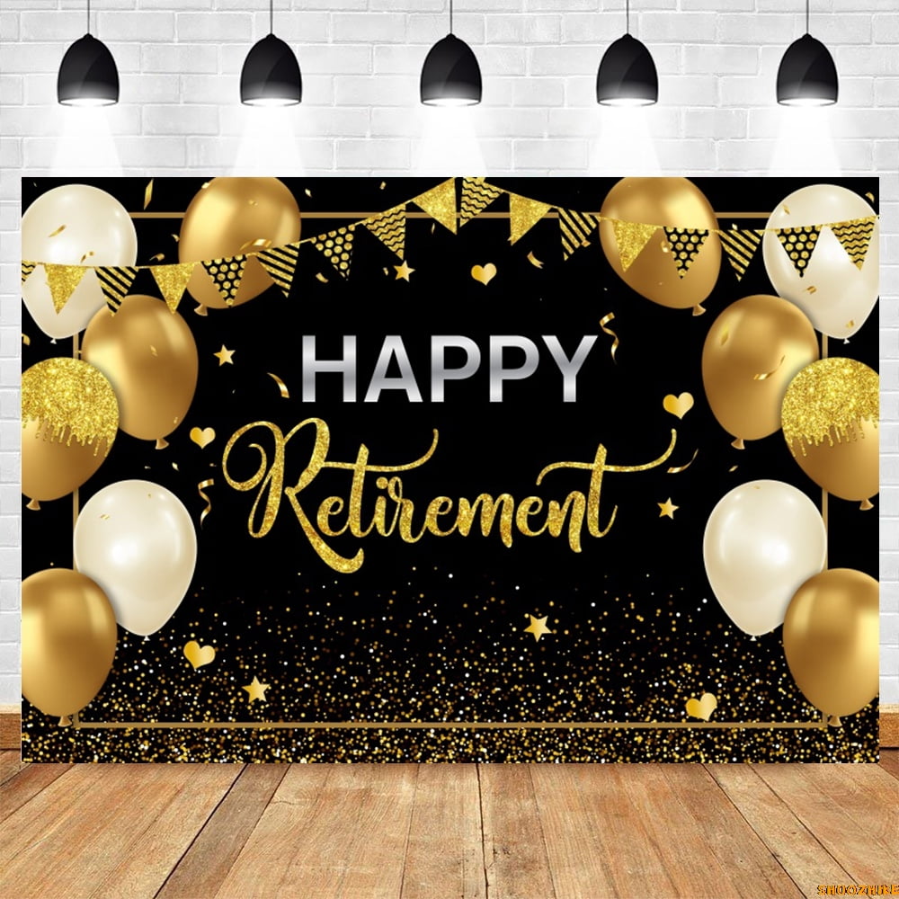 Happy Retiremt Party Backdrop Congrats Retire Glitter Balloon Cheers ...