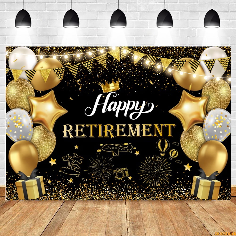 Happy Retiremt Party Backdrop Congrats Retire Glitter Balloon Cheers ...