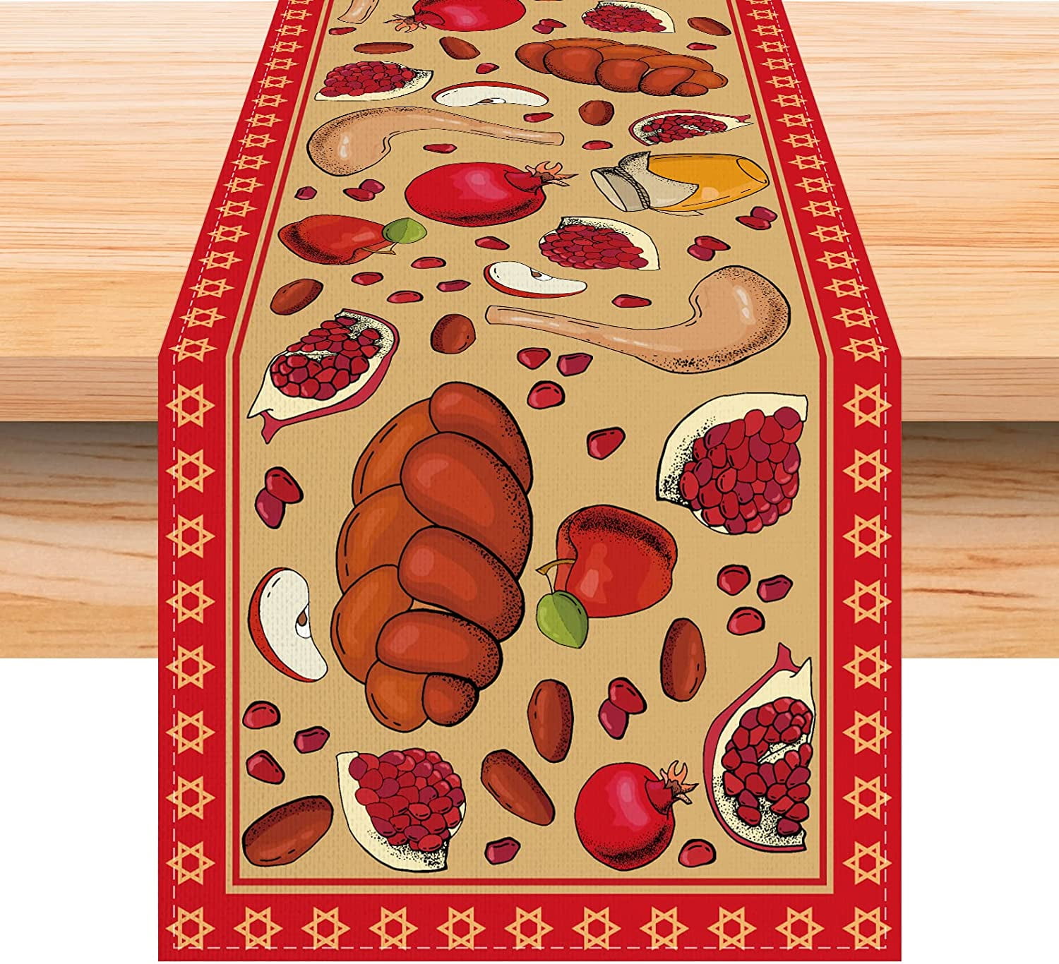 Happy Rosh Hashanah Linen Table Runners Table r Jewish New Year Holiday ...