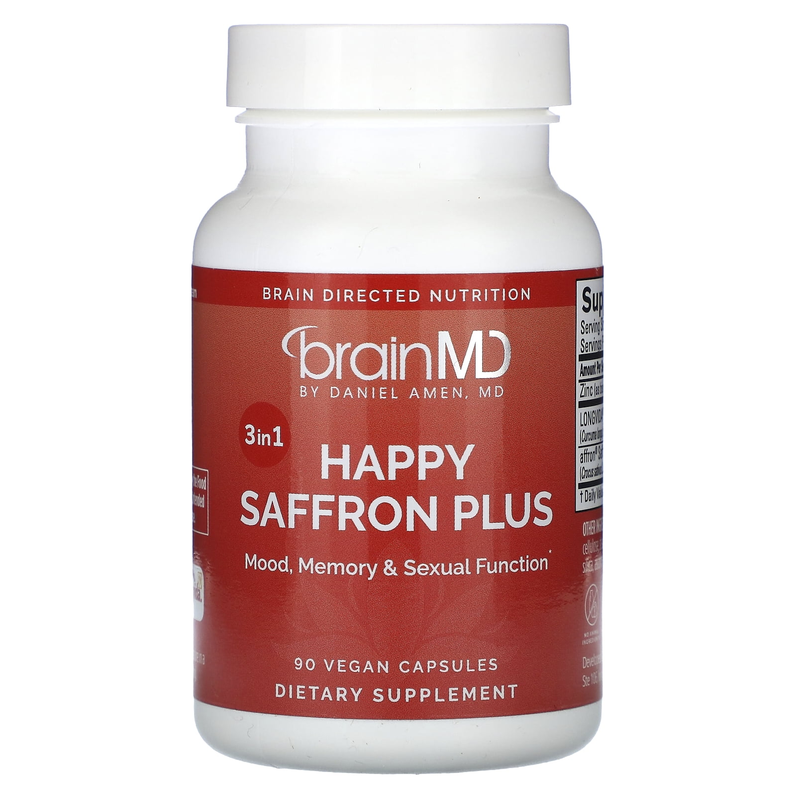 Happy Saffron Plus, 90 Vegan Capsules, BrainMD - Walmart.com