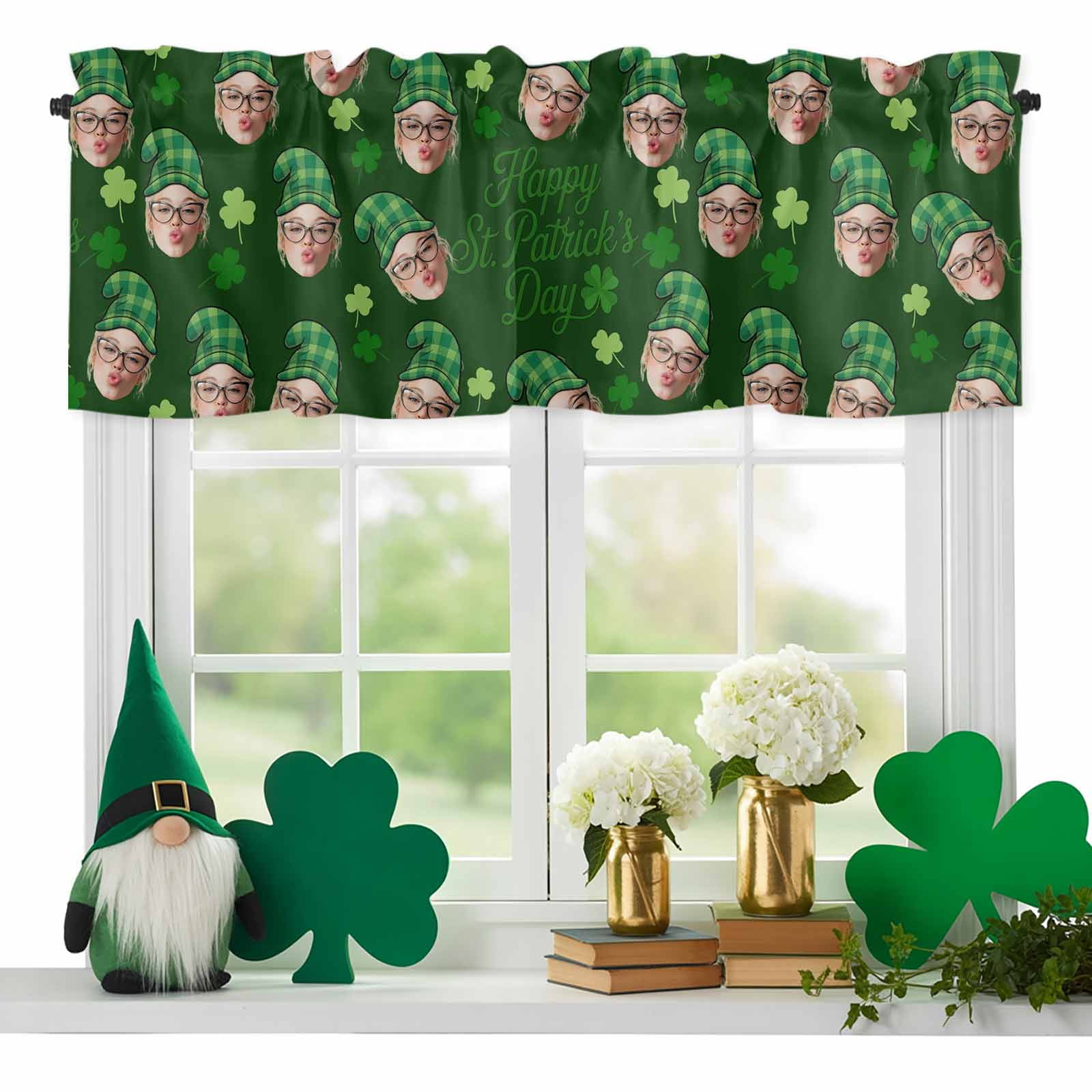 Happy Saint Patrick's Day Valances for Windows, Green Shamrock Leaf ...
