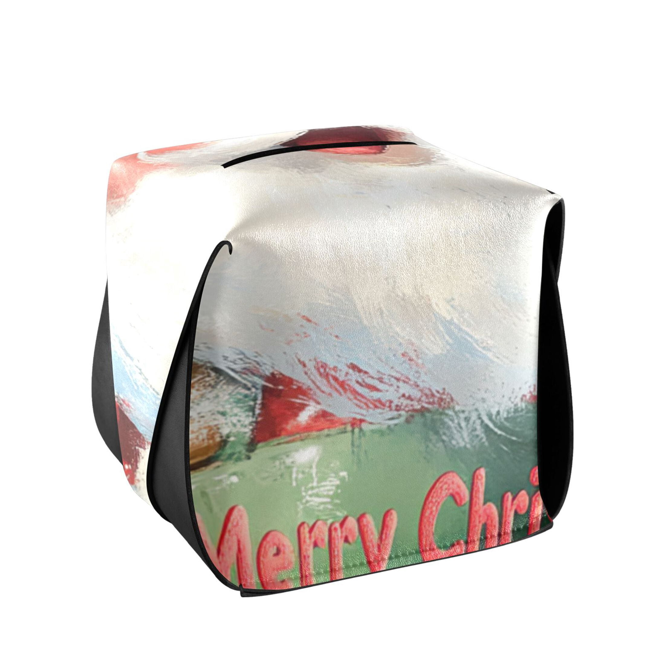 Happy Santa Claus Tissue Box Cover Leather Square Rectangle Tissue Box ...
