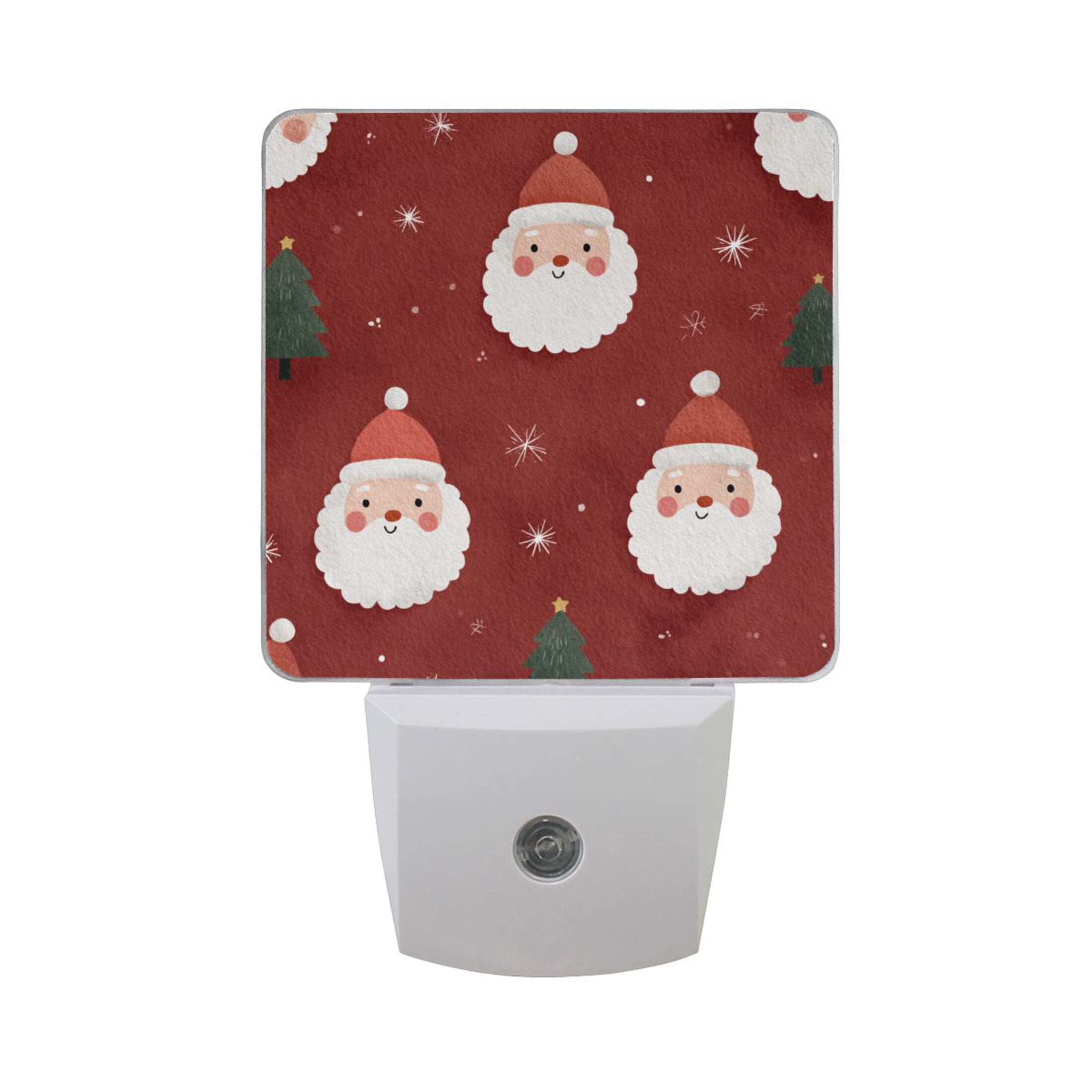 Happy Santa Faces Christmas Trees LED Night Light Sensor Lamp Plug-in ...