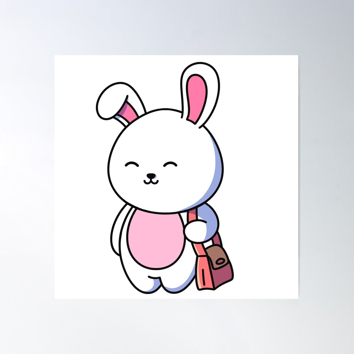 Happy School Bunny – Cute Backpack Rabbit Design Poster Wall Art ...
