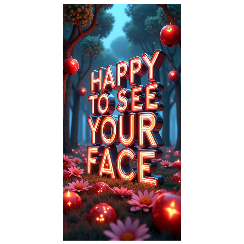 Happy to See Your Face Lighted Up Banner with Apple Element Party ...