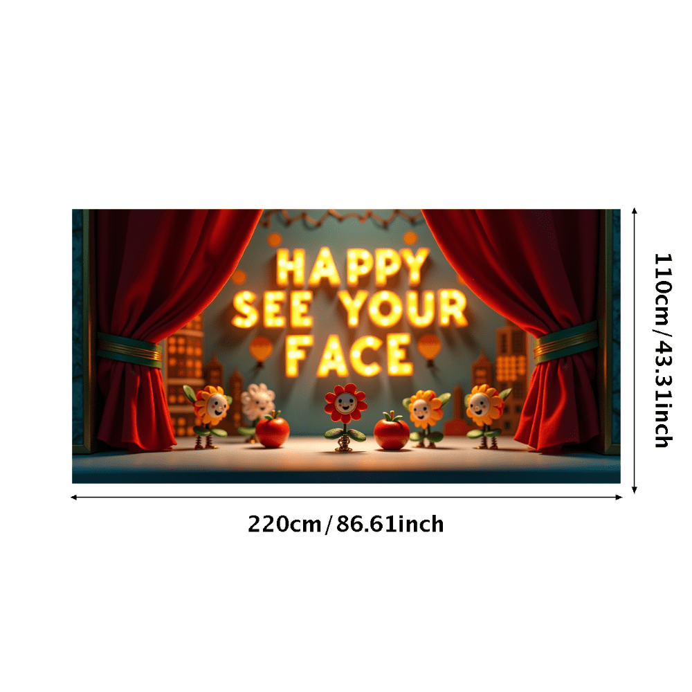 Happy to See Your Face Lighted Up Banner with Apple Element Party ...