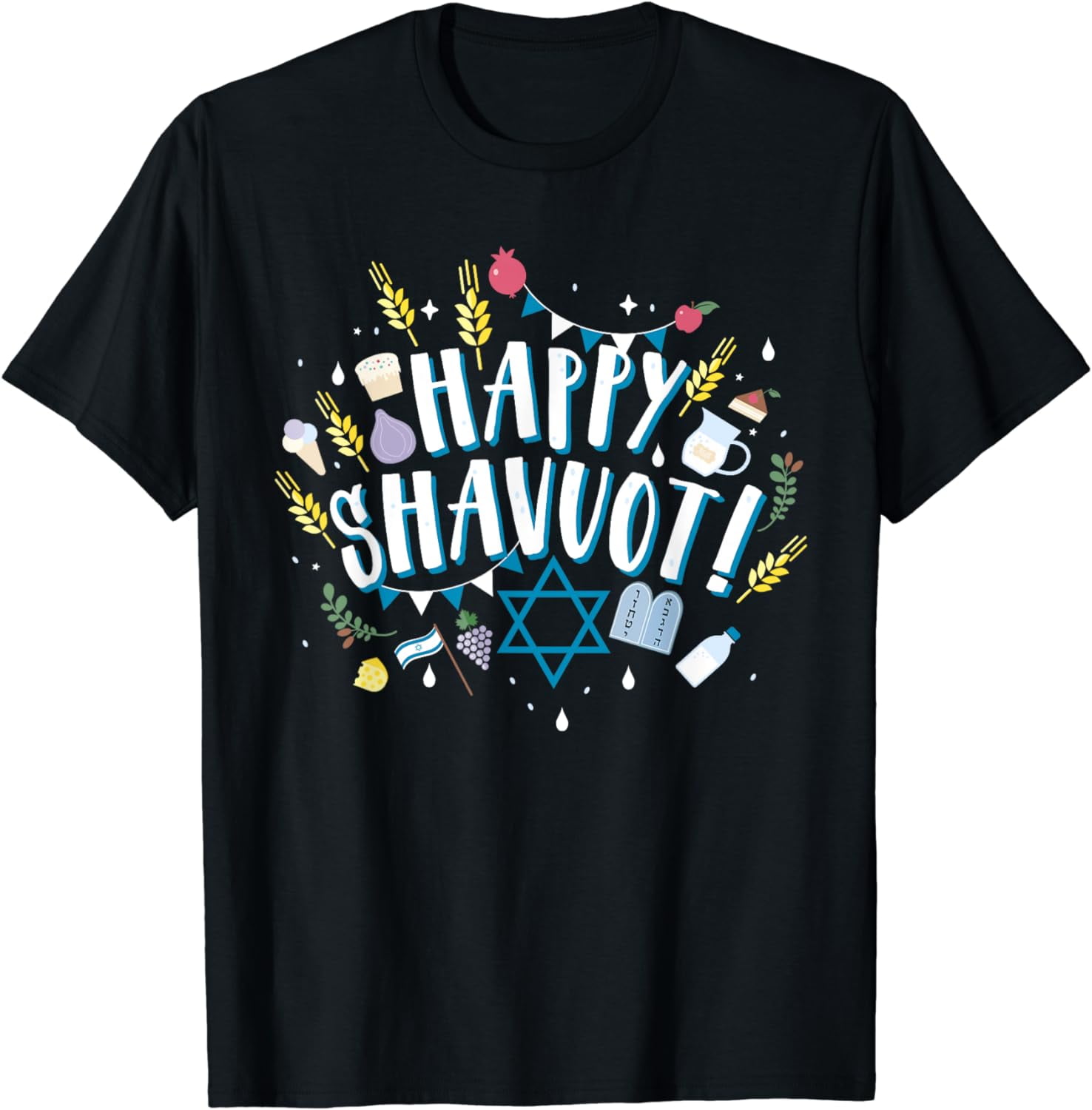 Happy Shavuot Decorations Jewish Hebrew Judaism Holiday 2024 Cotton T ...