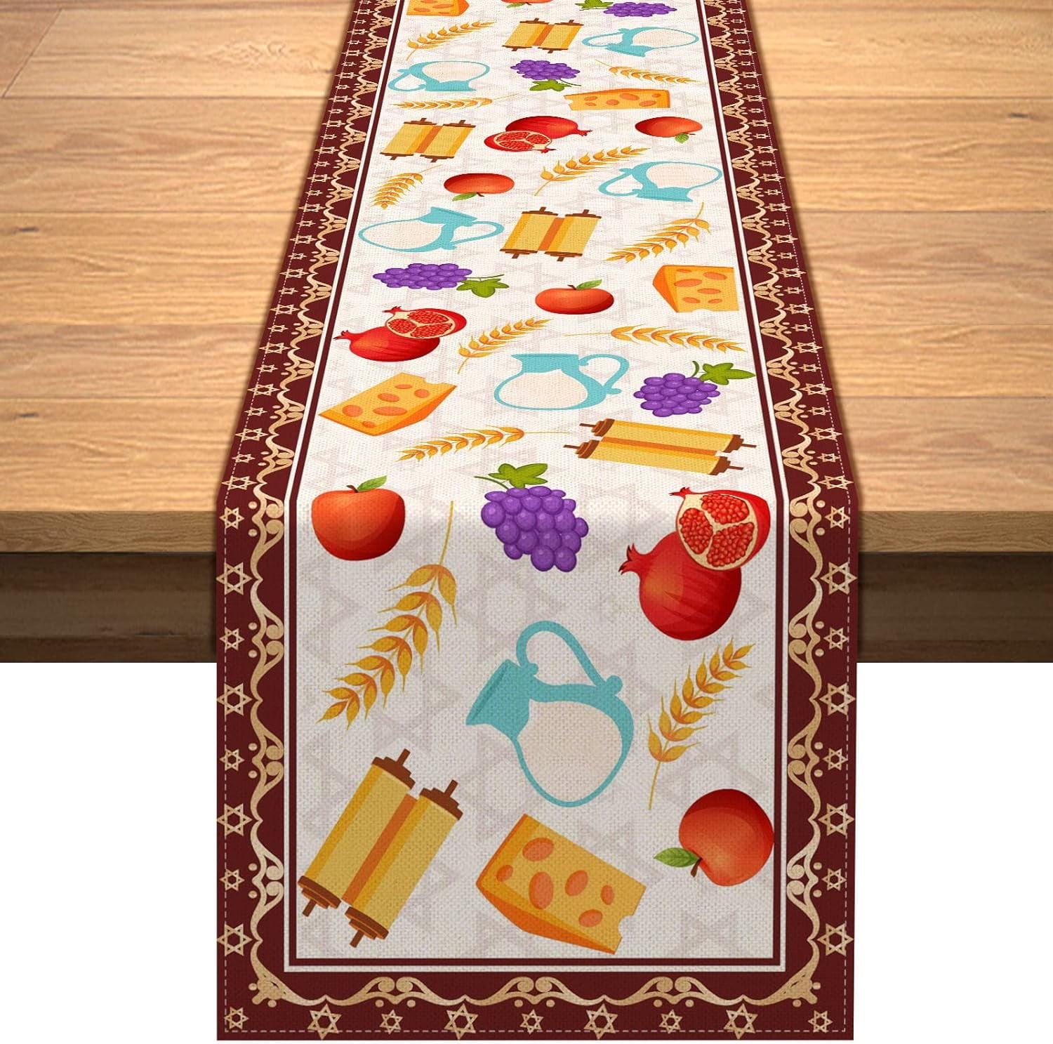 Happy Shavuot Linen Table Runner Rustic Jewish Harvest Holiday ...