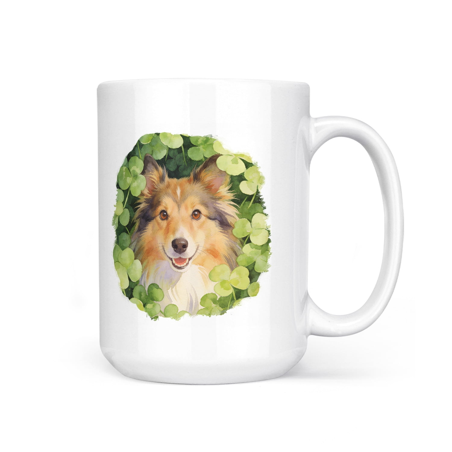 Happy Shetland Sheepdog Welcome St Patrick's Day Lucky Shamrocks Clover ...