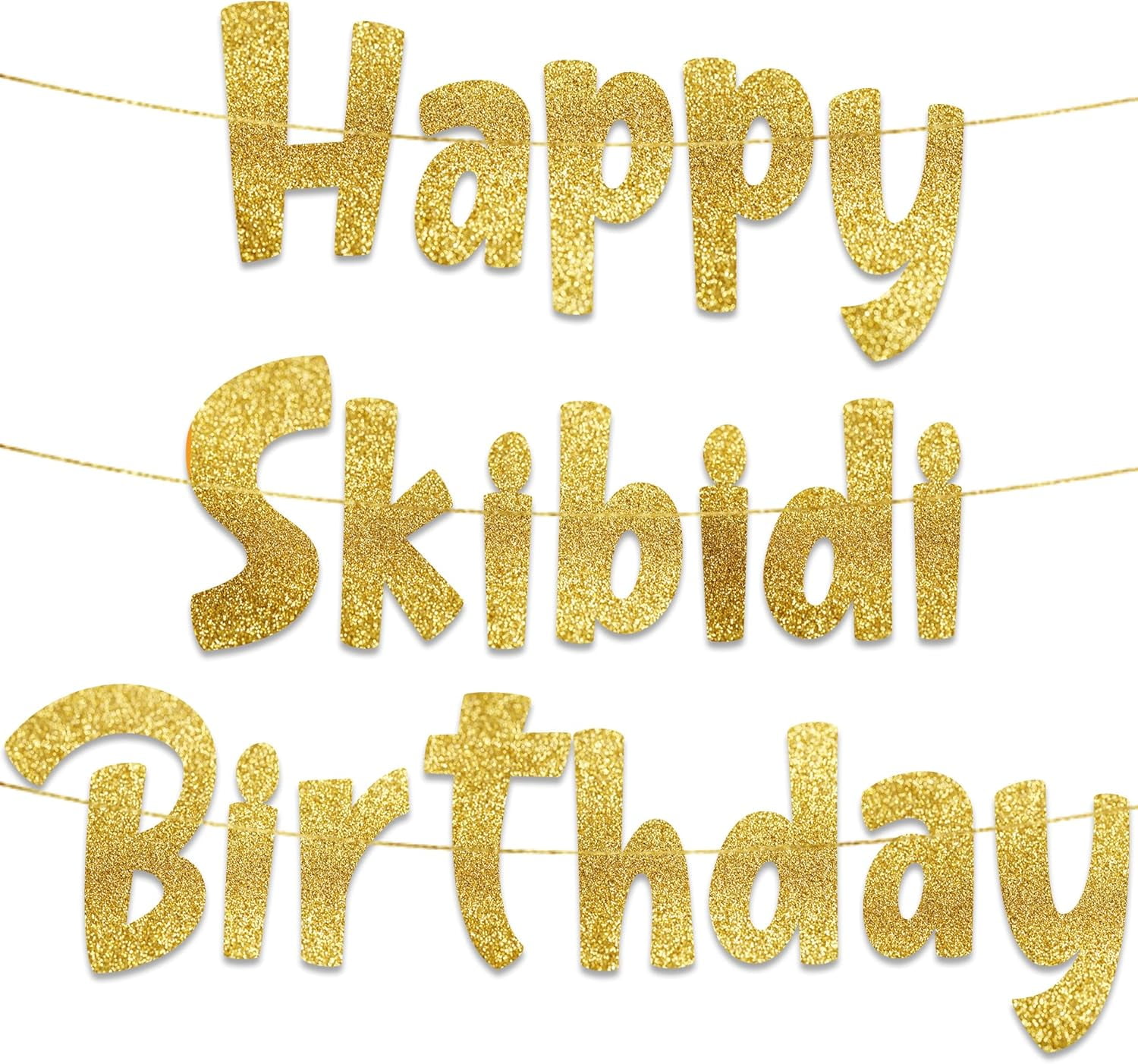 Happy Skibidi Birthday Gold Glitter Banner - Gen Z Slag - Funny Zoomer ...